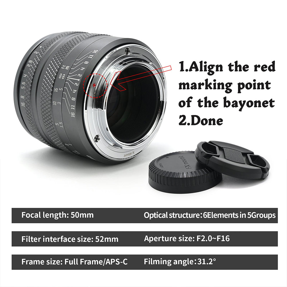 MF 50mm F2.0 Full-frame Portrait Lens for E/FX/EOS-R/EOS-M/L/Z – AstrHori